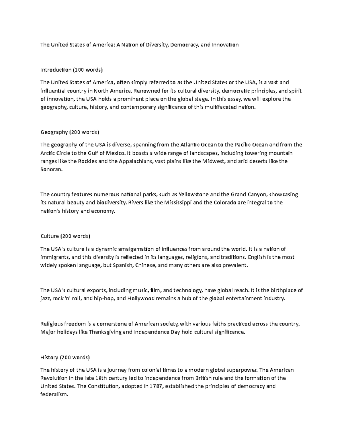 Usa - The United States of America: A Nation of Diversity, Democracy ...