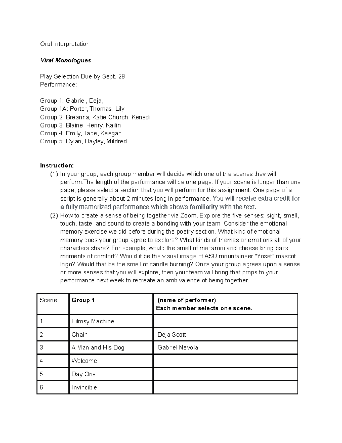 2610 Group Performance #2 - Oral Interpretation Viral Monologues Play ...