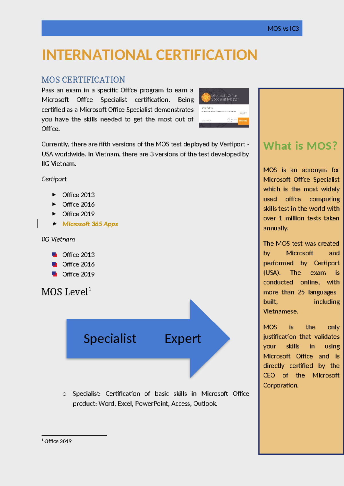 MOS Word 2019 365 Exam - Part 3 - Q73 108 - INTERNATIONAL CERTIFICATION MOS CERTIFICATION Pass ...