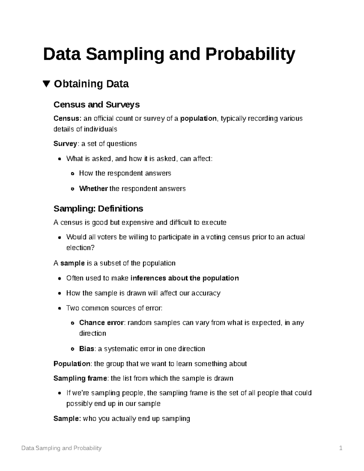 Data Sampling and Probability - Data Sampling and Probability Obtaining ...