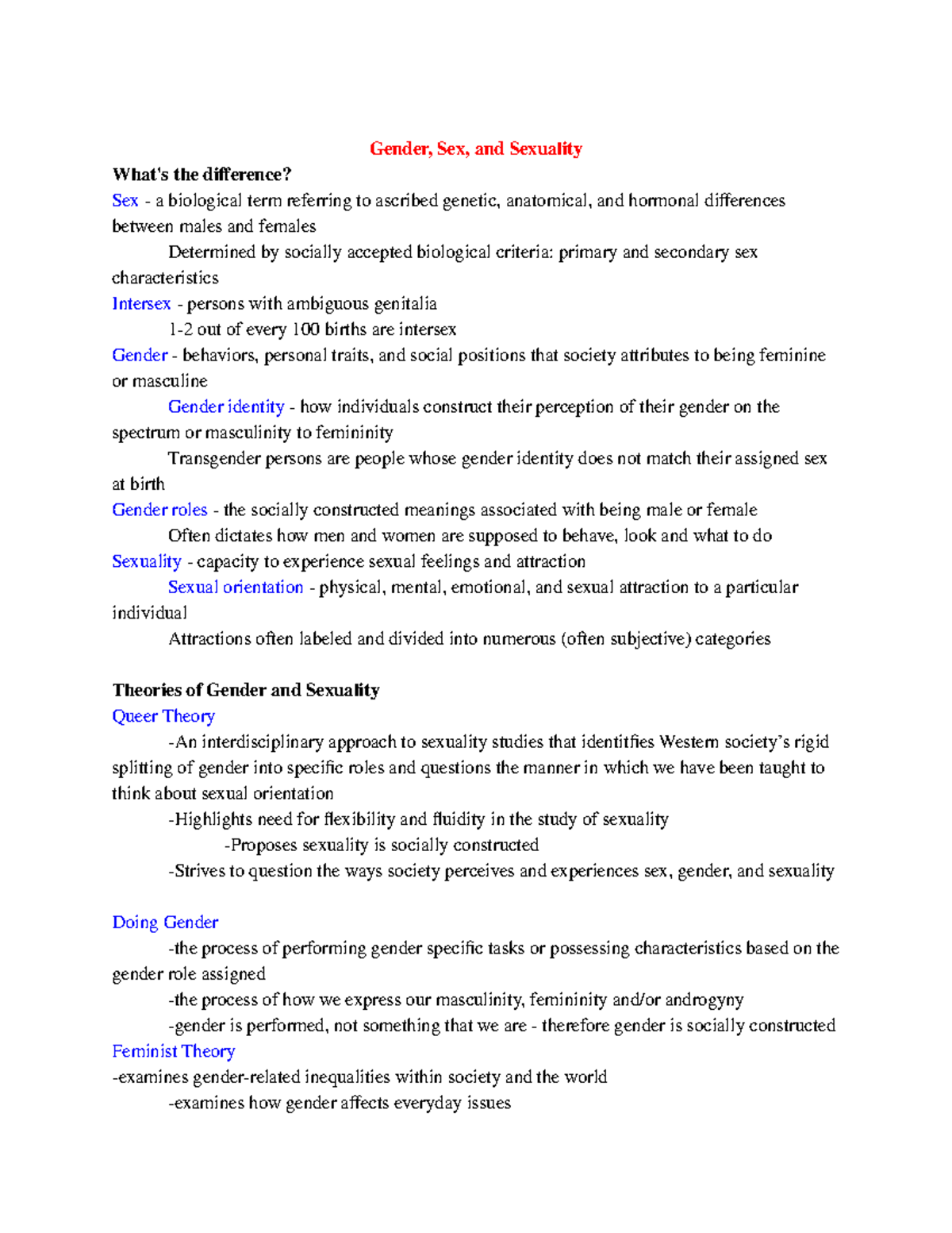 Gender, Sex, and Sexuality - Gender, Sex, and Sexuality What's the ...
