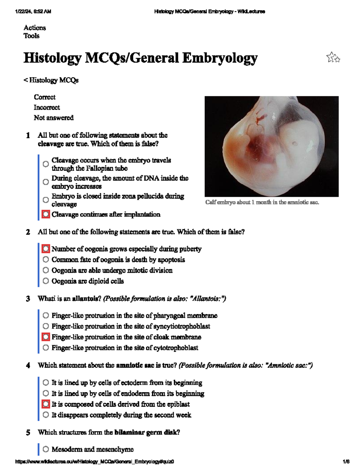 Histology MCQs General Embryology - Wiki Lectures - Public health - Studocu