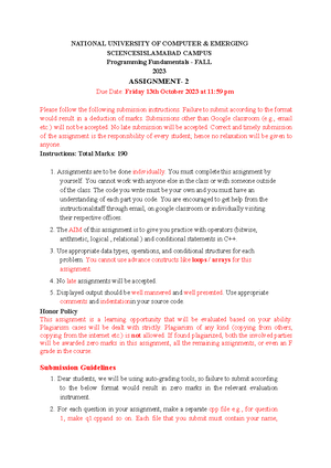 F18 PF Mid - Programming Fundamentals Midterm exam Feb papers - School ...