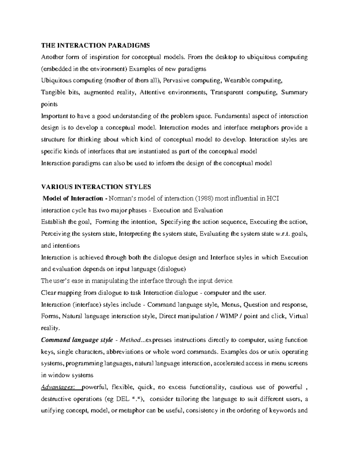 Lesson 5 - GOOD - THE INTERACTION PARADIGMS Another form of inspiration ...