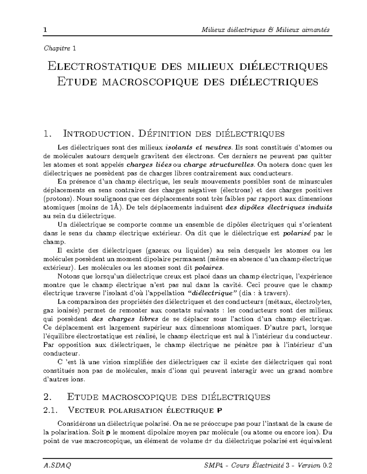 Chap1 Electricité 3 - Cours electricite - Chapitre 1 Electrostatique ...