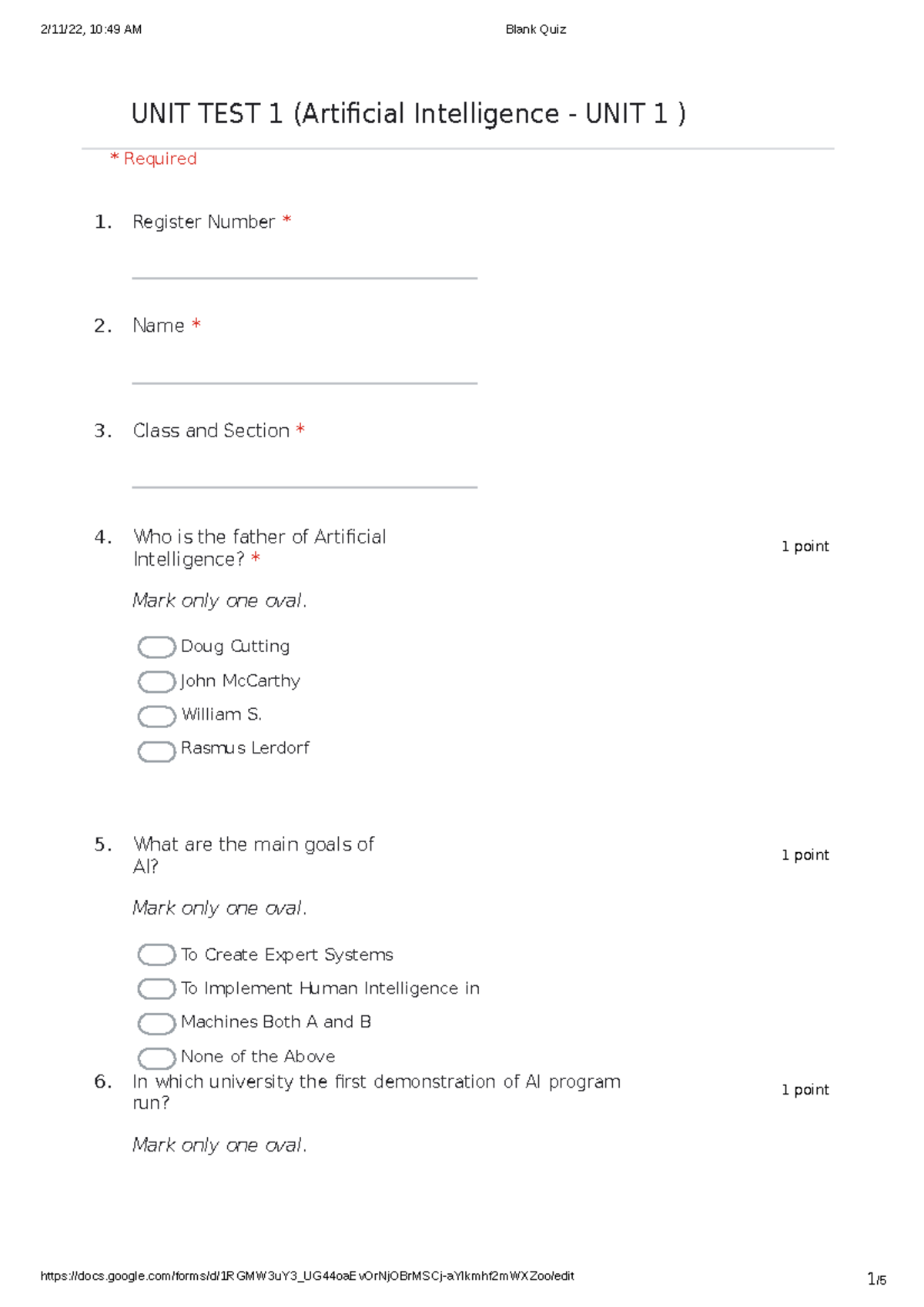Unit 1 Class Test Unit 1 Class TestUnit 1 Class Test - UNIT TEST 1 ...