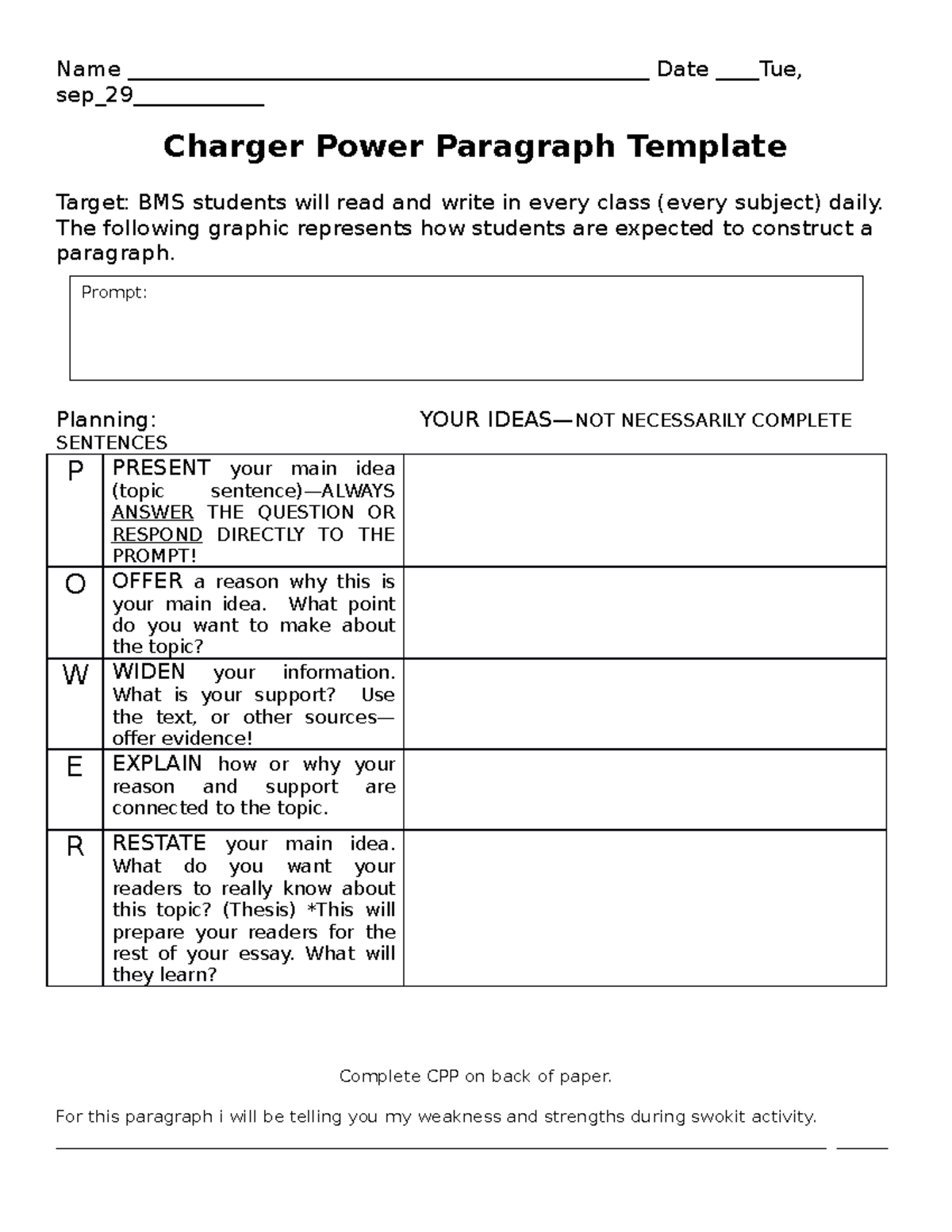 Power Paragraph Graph Org - Name ...