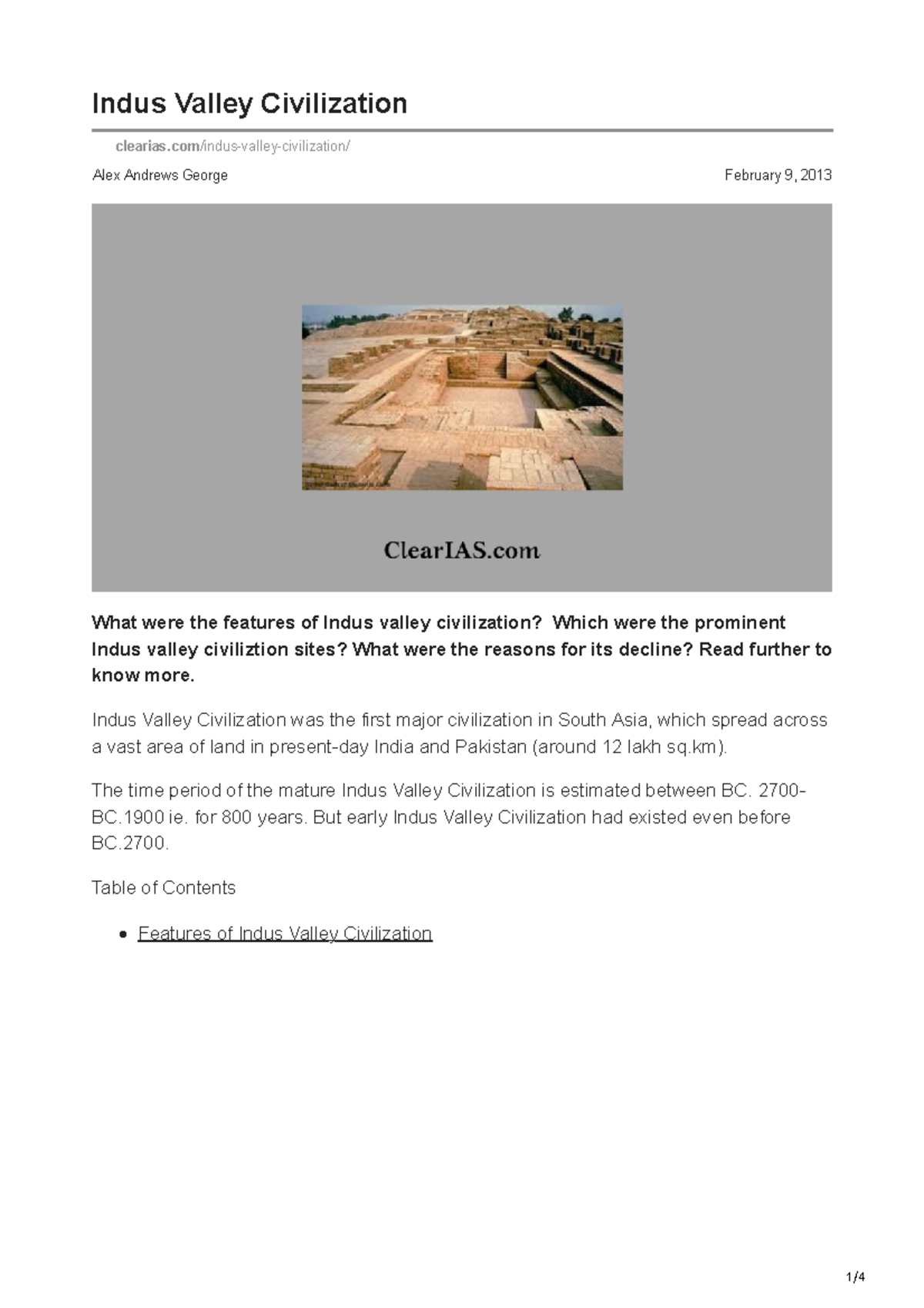 Clearias.com-Indus Valley Civilization - History Generic - Delhi ...