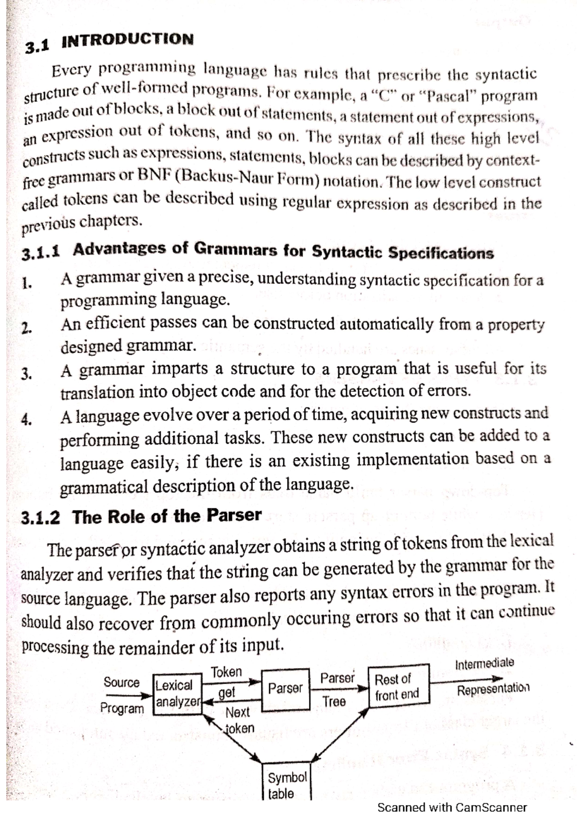 Role of Parser - xczc - Computer science - Studocu