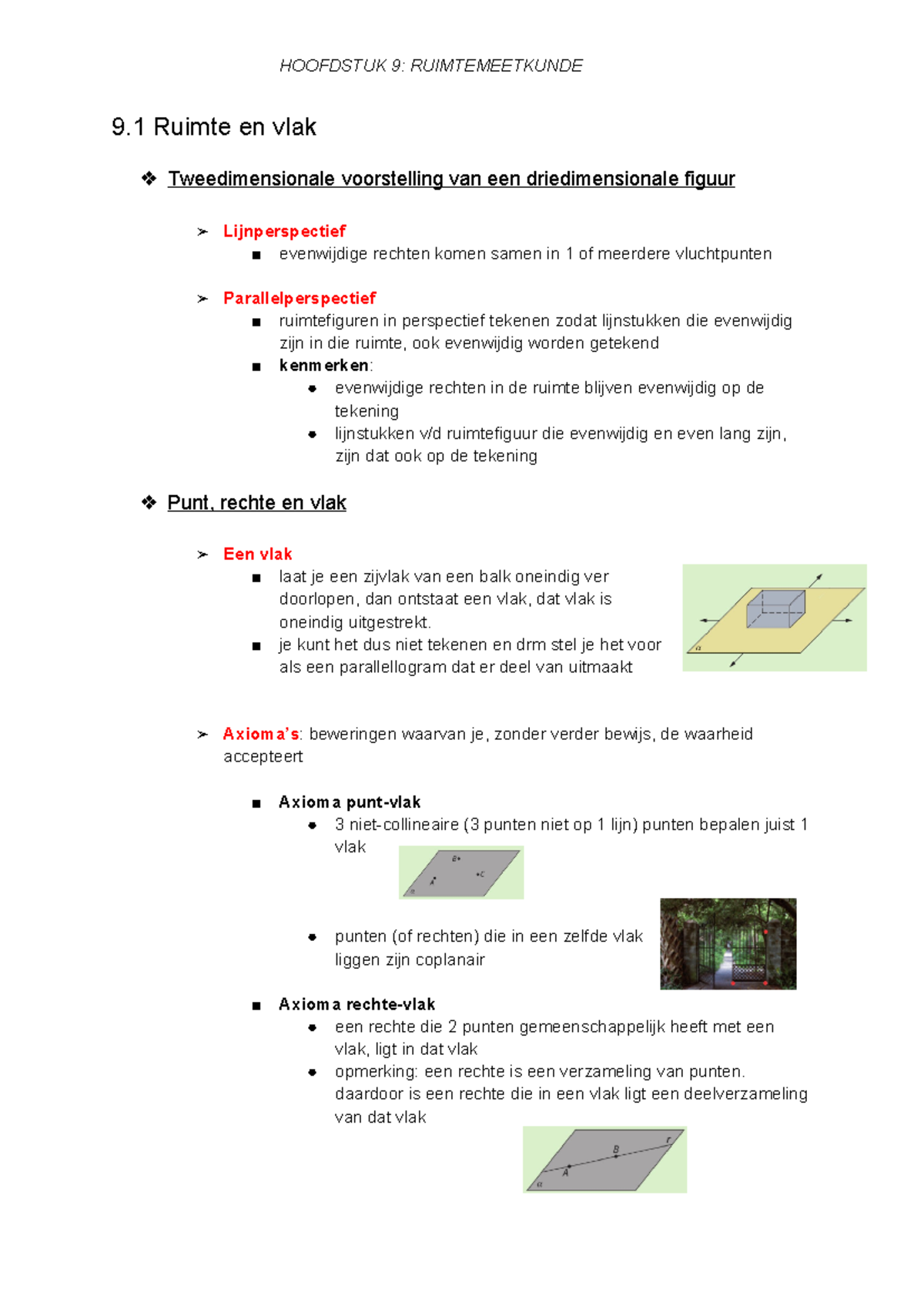 H9 Ruimtemeetkunde - HOOFDSTUK 9: RUIMTEMEETKUNDE 9 Ruimte en vlak ...