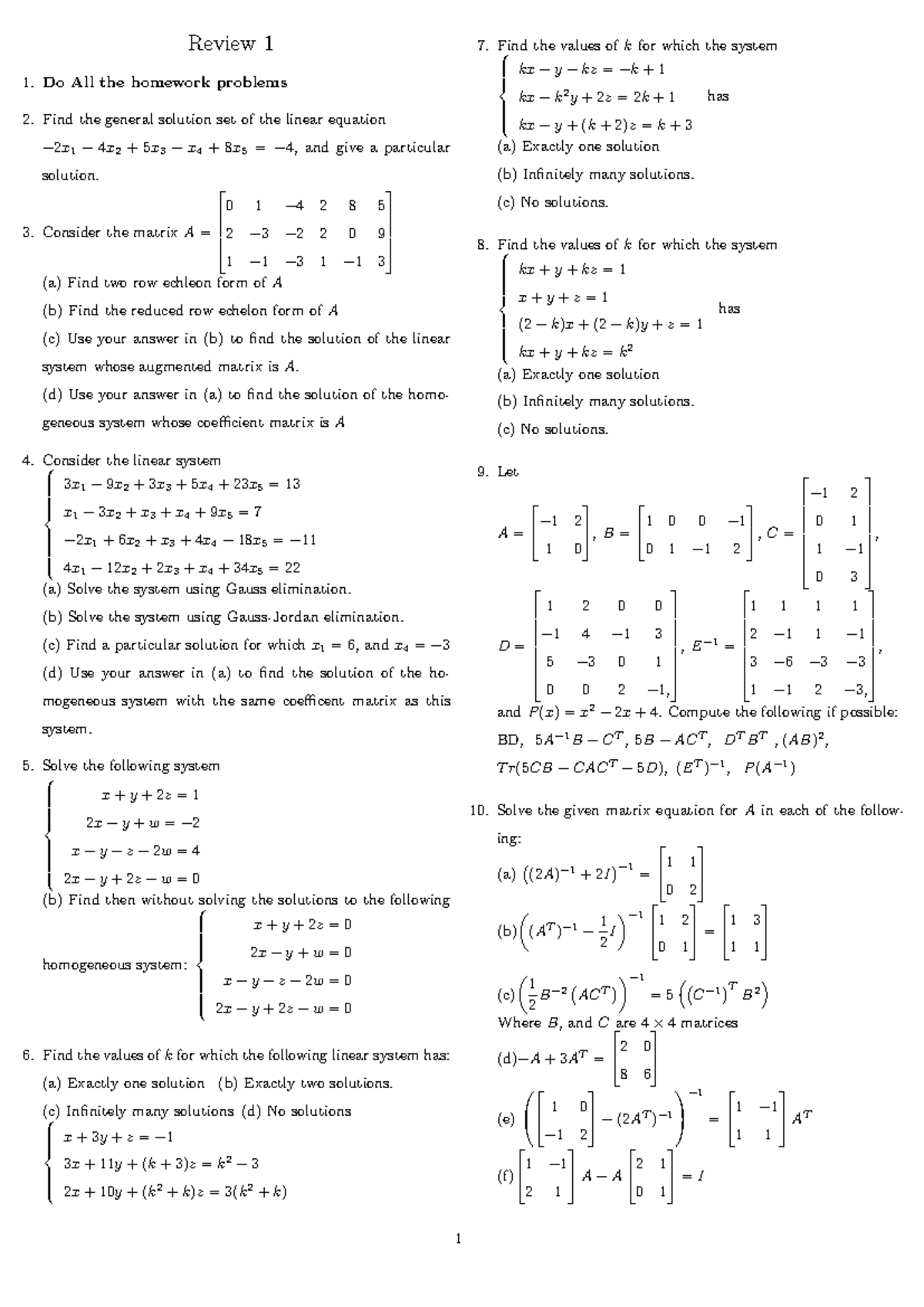 Review 1-Science-Winter 2023 - Review 1 Do All the homework problems ...