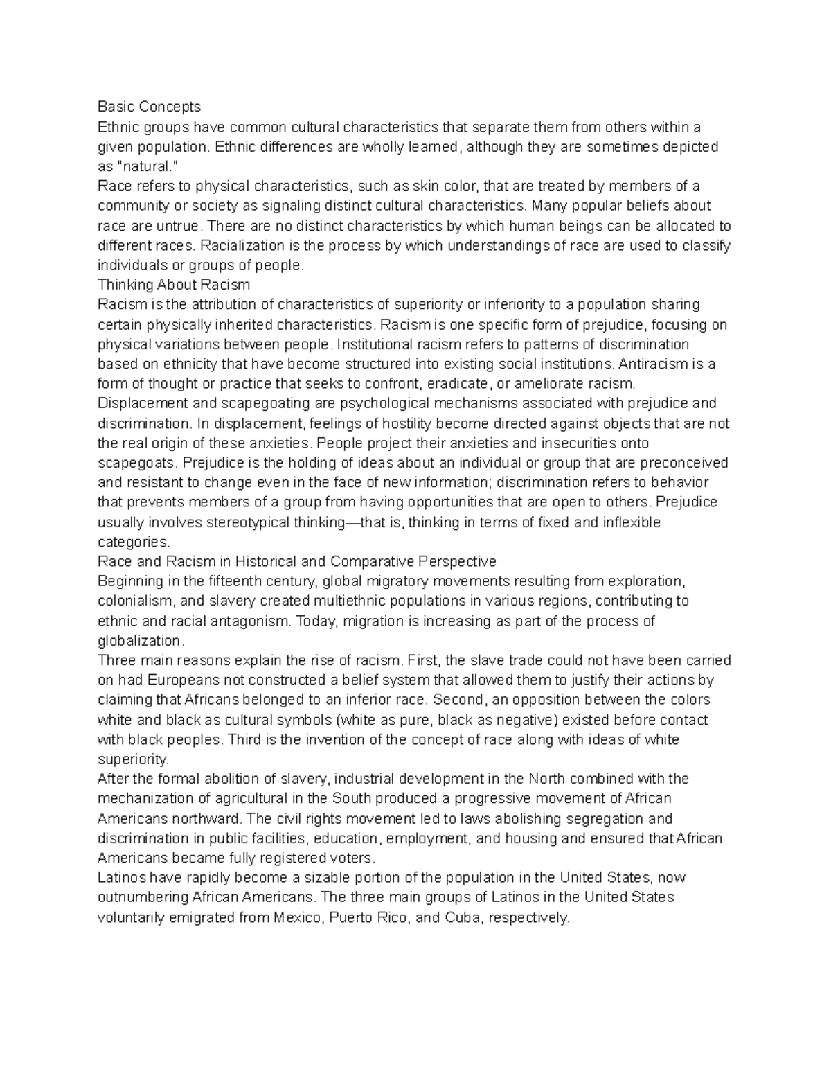 Basic Concepts of Ethnic Groups Race Racism and Migration - Studocu