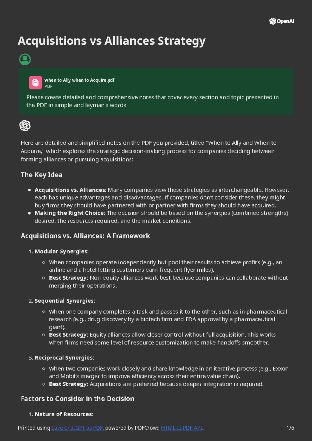 When to Ally when to Acquire notes - Acquisitions vs Alliances Strategy ...