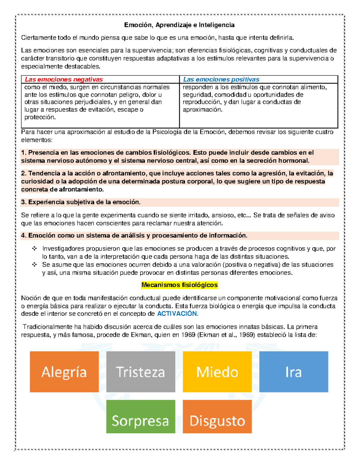 Emoción Apuntes De Emociones Personalidad Etc Emoción
