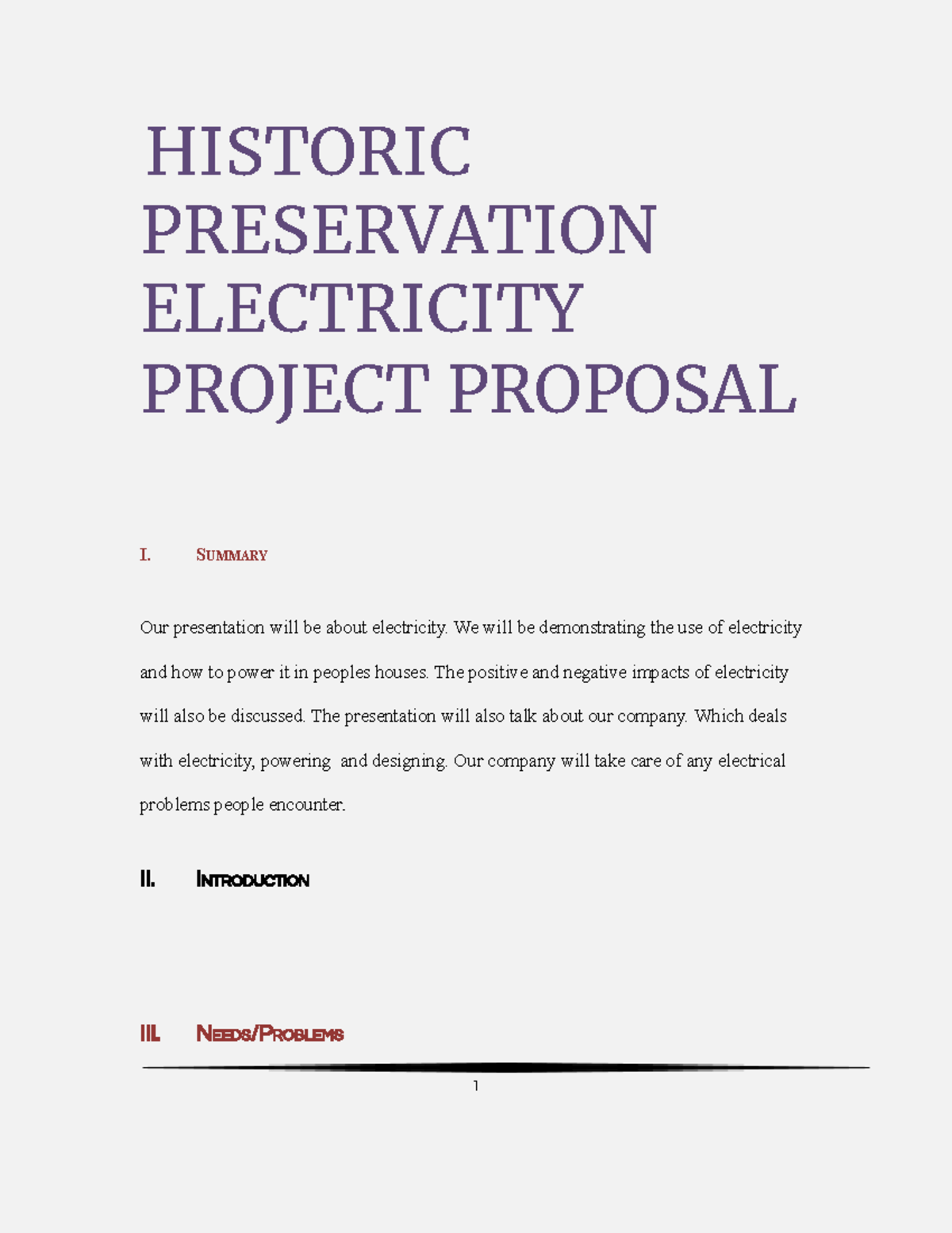 Copy of Historical preservation - HISTORIC PRESERVATION ELECTRICITY ...