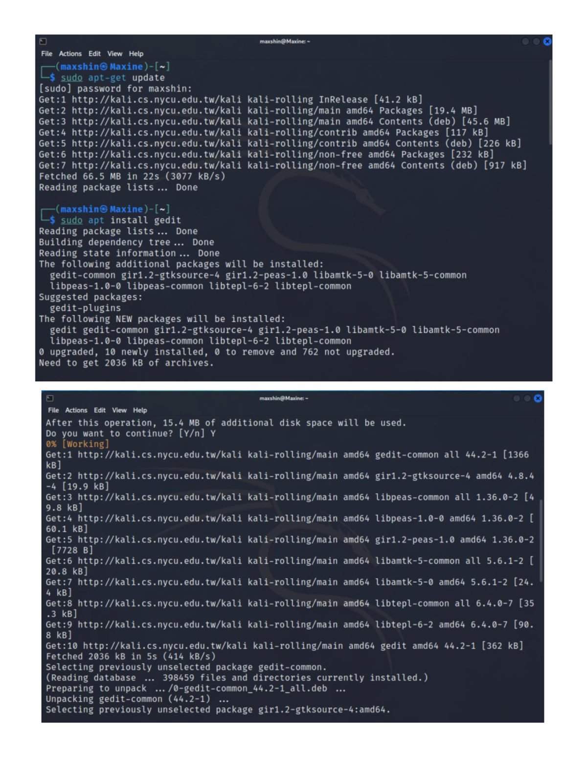 Os - installing gedit on linux terminal - Computer Engineering - Studocu