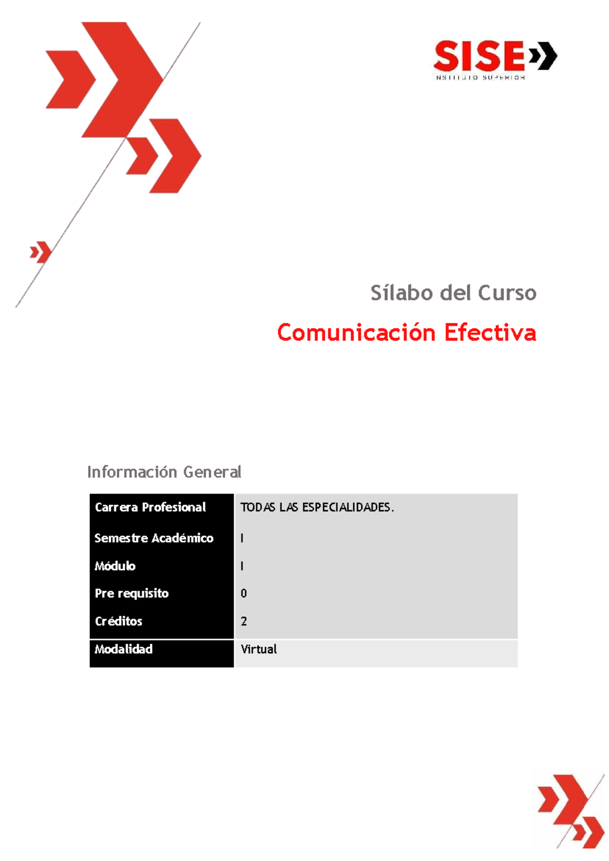 Sílabo Comunicacion Efectiva - Sílabo del Curso Comunicación Efectiva Información General ...