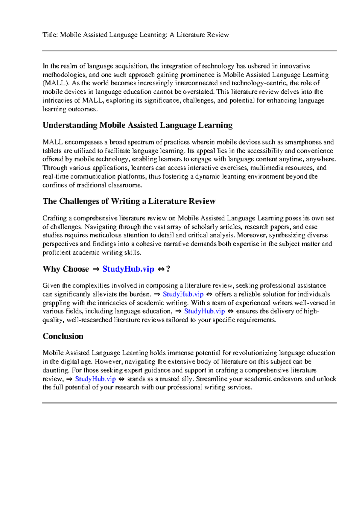 Mobile Assisted Language Learning A Literature Review - As the world ...