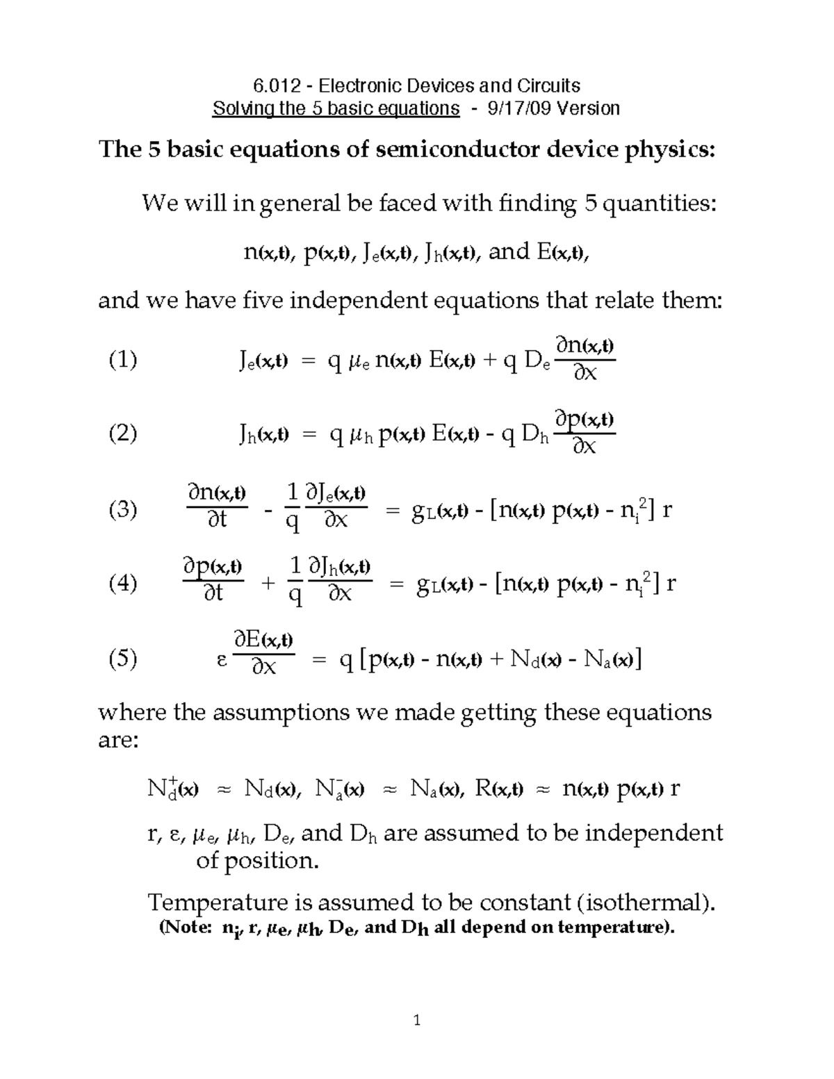 Digital Elec - 5 Basic Equations Notes - 6 - Electronic Devices and ...