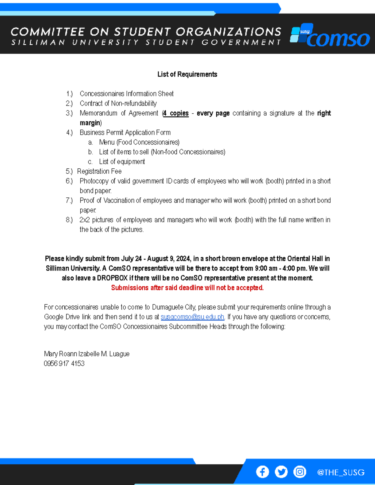 Concess List of Requirements 2024 - List of Requirements 1 ...