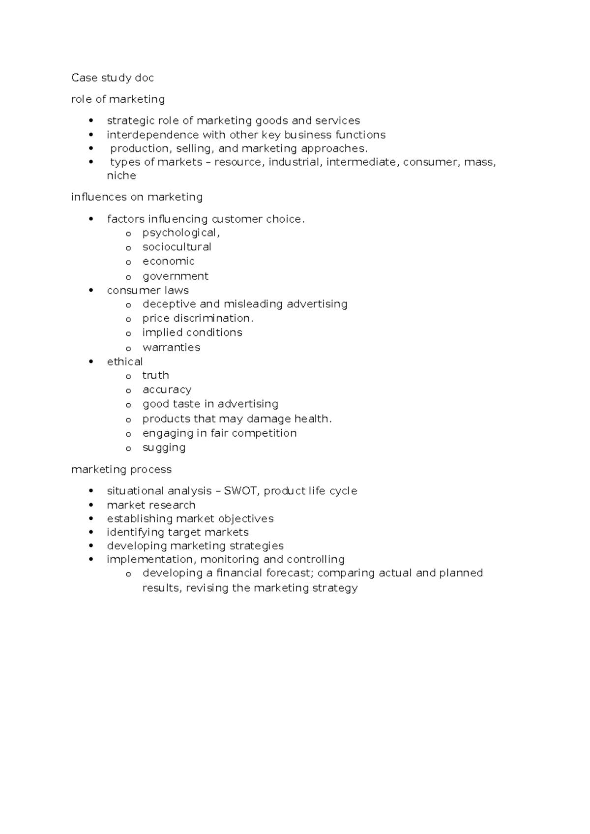 Case study doc - Case Studies Doc - Case study doc role of marketing strategic role of marketing ...