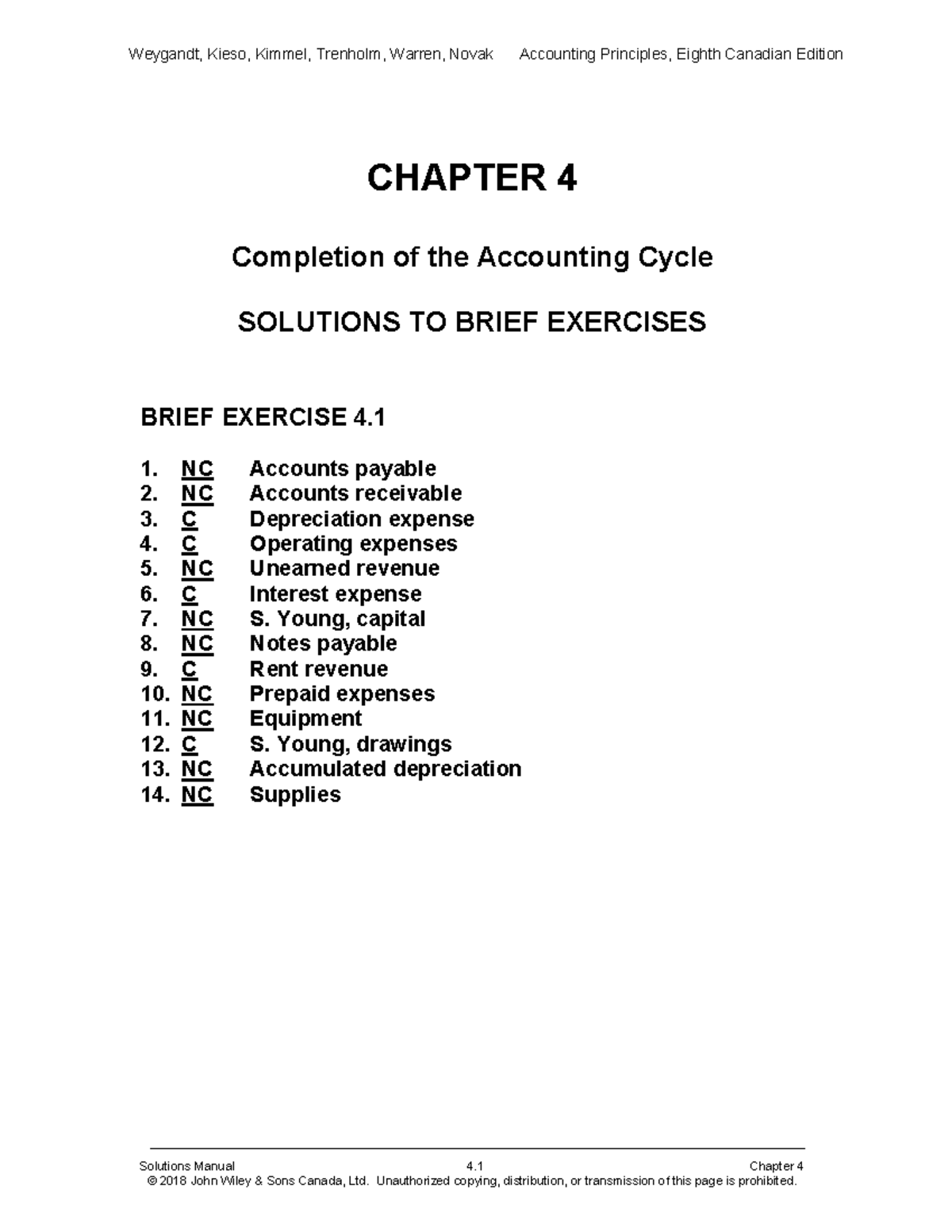Financial Accounting Chapter 4 Practice Questions - Solutions Manual 4 ...