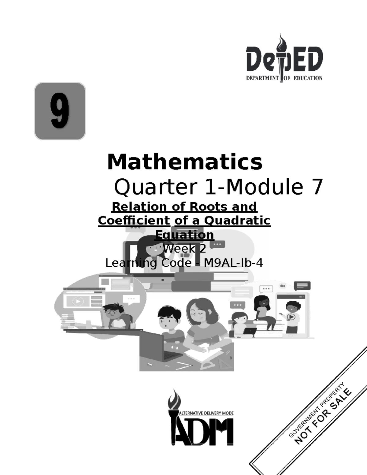 Math9 Quarter 1 Module 7 Final-V3-1 - Mathematics Quarter 1-Module 7 Relation of Roots and - Studocu