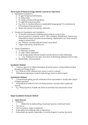 Lecture Notes, Lectures 7 - Qualitative Research - Three Types of ...