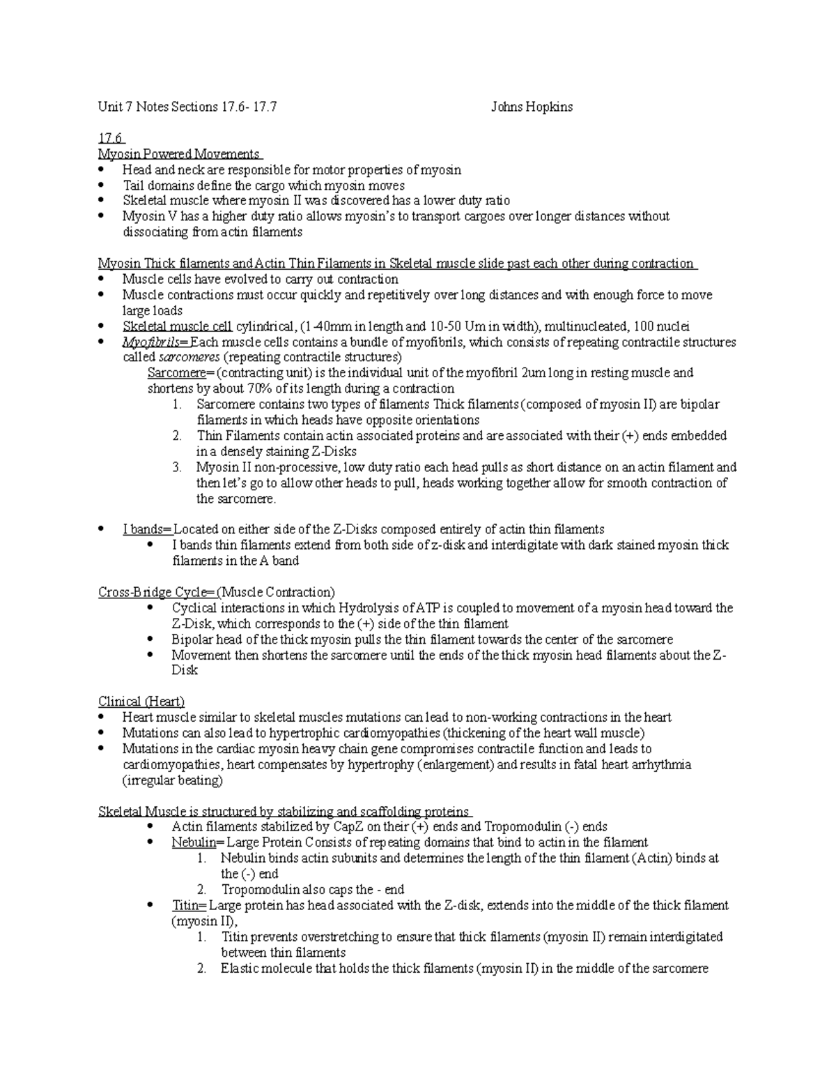 Unit 7 Notes Sections 17 - Unit 7 Notes Sections 17- 17 Johns Hopkins ...