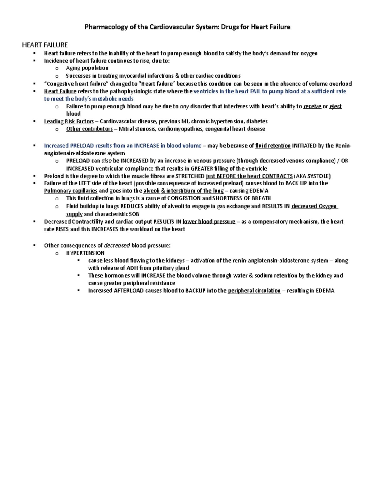 CV module pharm - Pharmacology of the Cardiovascular System: Drugs for ...