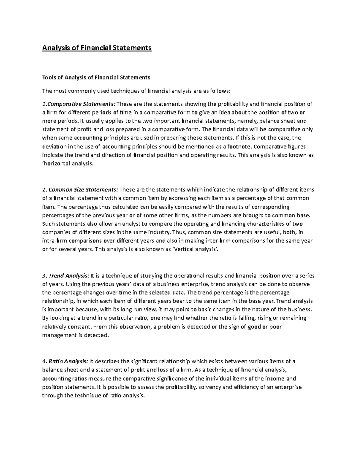 Tools of Analysis of financial statements - Analysis of Financial ...