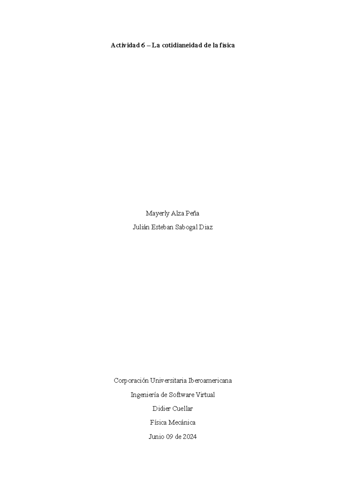 Actividad 6 Fisica Mecánica - Actividad 6 – La cotidianeidad de la ...