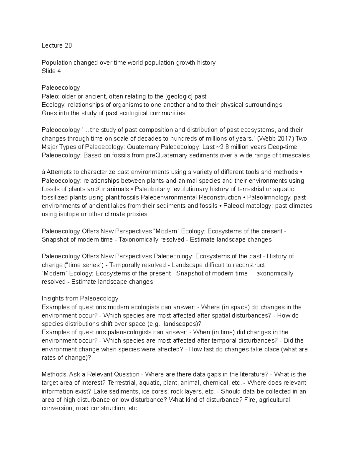 Ecol 182 Lectures 20-22 - Lecture 20 Population changed over time world ...