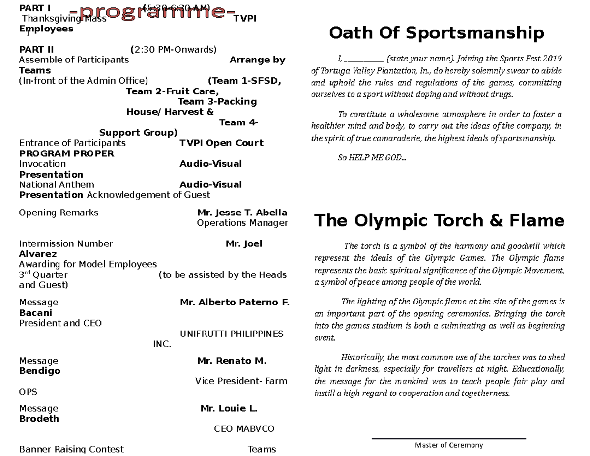 432224819 Sports Fest Program Back - ] PART I (5:30-6:30 AM ...
