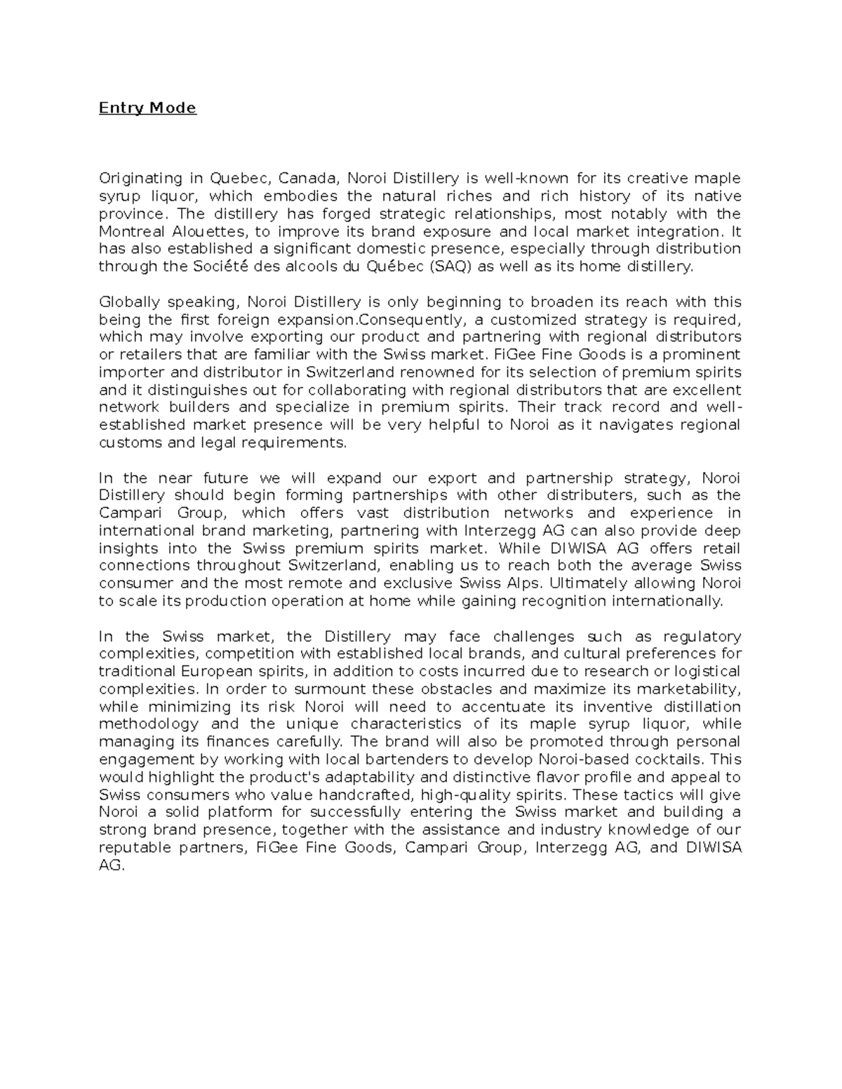 Phase 2 Entry Strategy 4ps - Entry Mode Originating in Quebec, Canada ...