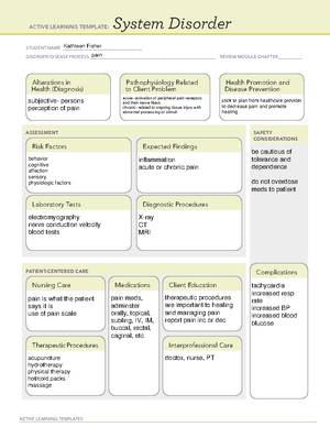 Systemdisorder diabetes 1 - ACTIVE LEARNING TEMPLATES System Disorder ...