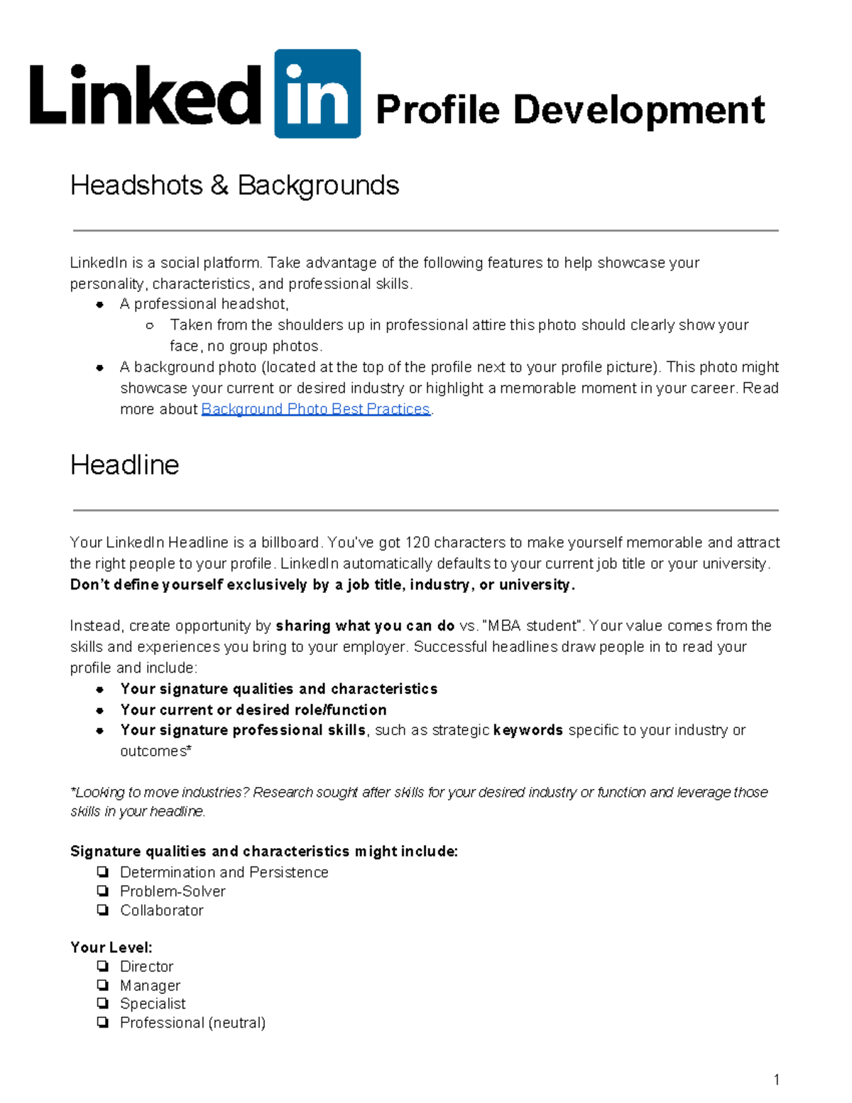 Developing a Linked In Profile - Profile Development Headshots ...