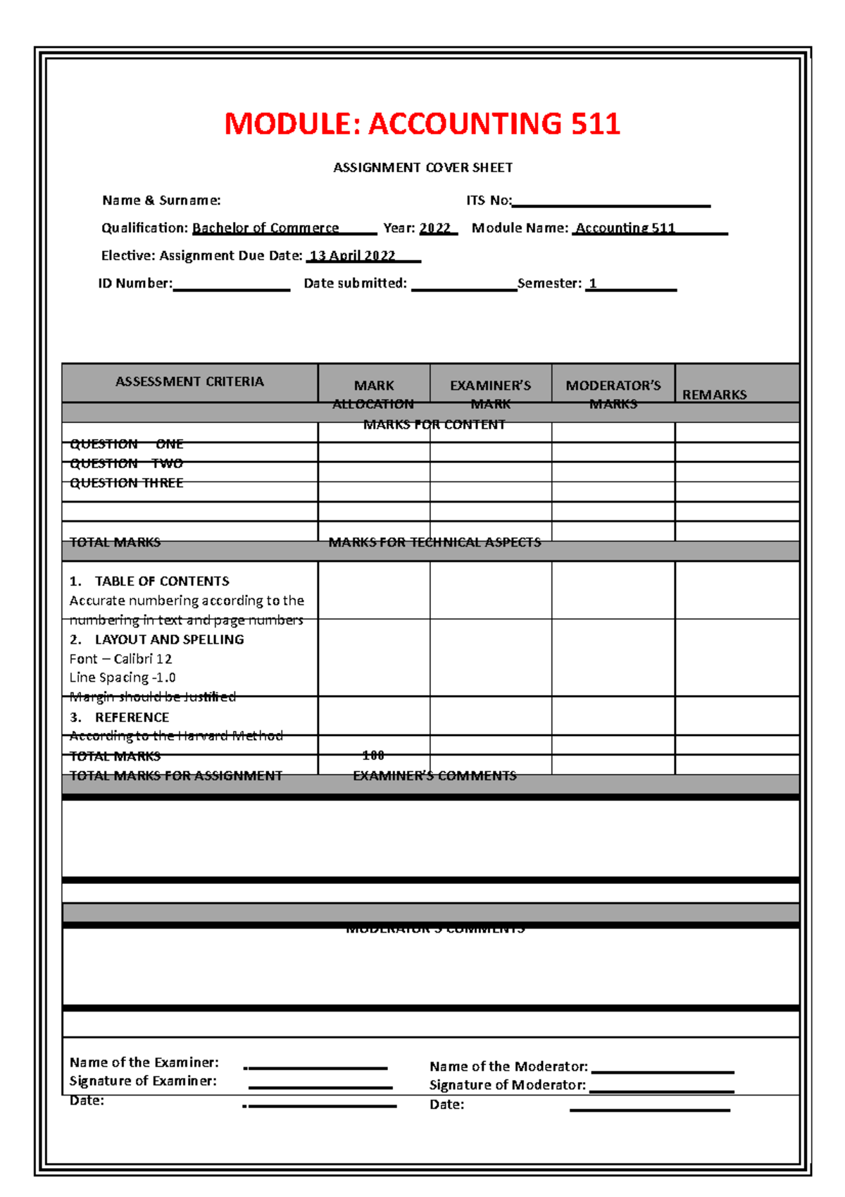 ACC 511 Assign 2022 (2) - Accounting - MODULE: ACCOUNTING 511 ...