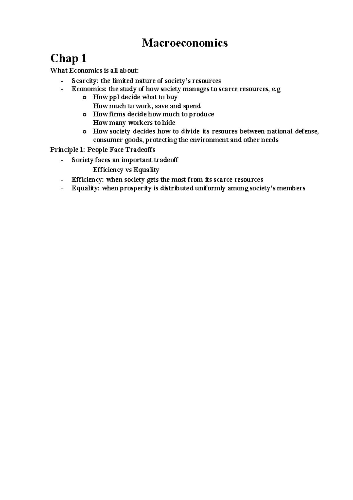 Macroeconomics - Macroeconomics Chap 1 What Economics is all about ...