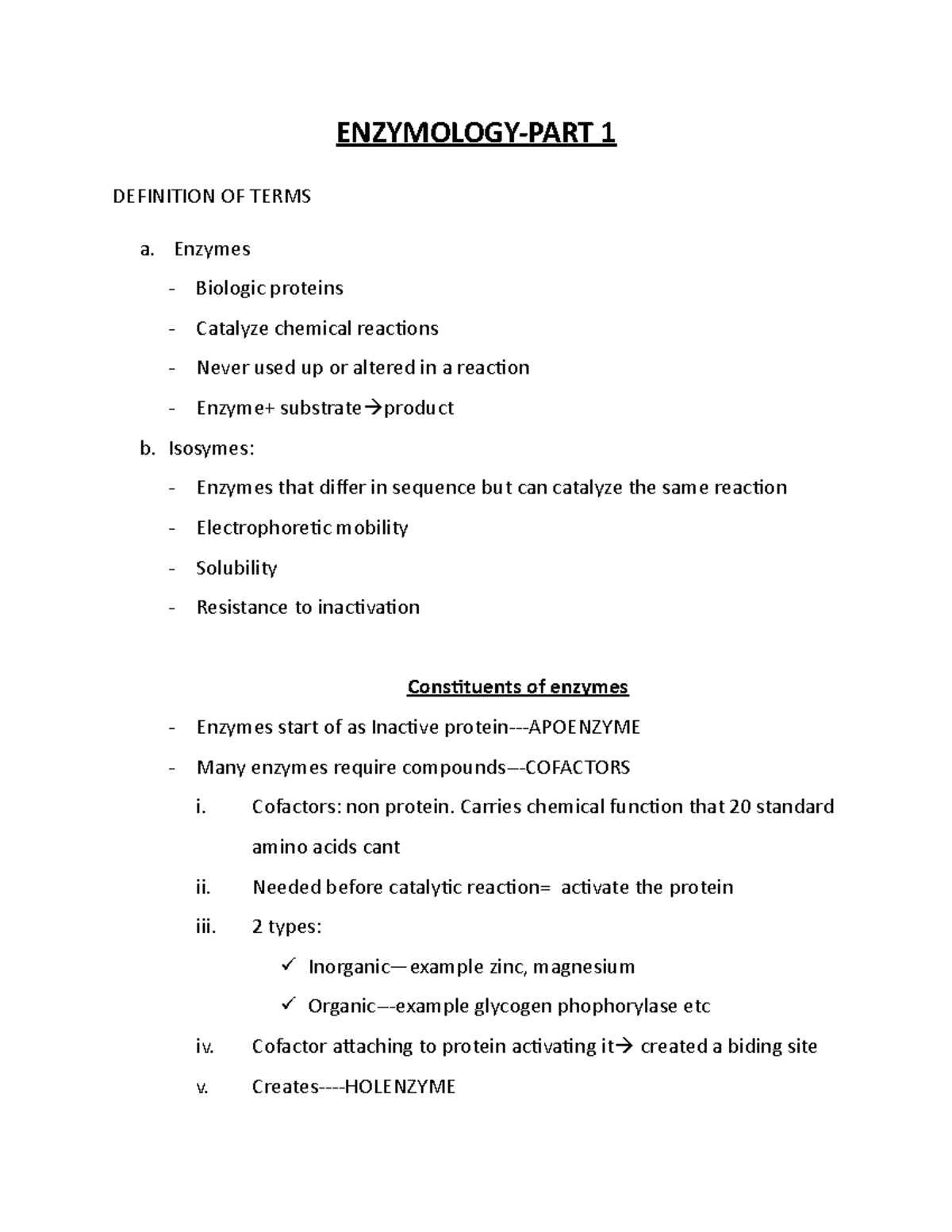 Enzymology - extracted from sir Jeff's lectures - ENZYMOLOGY-PART 1 ...