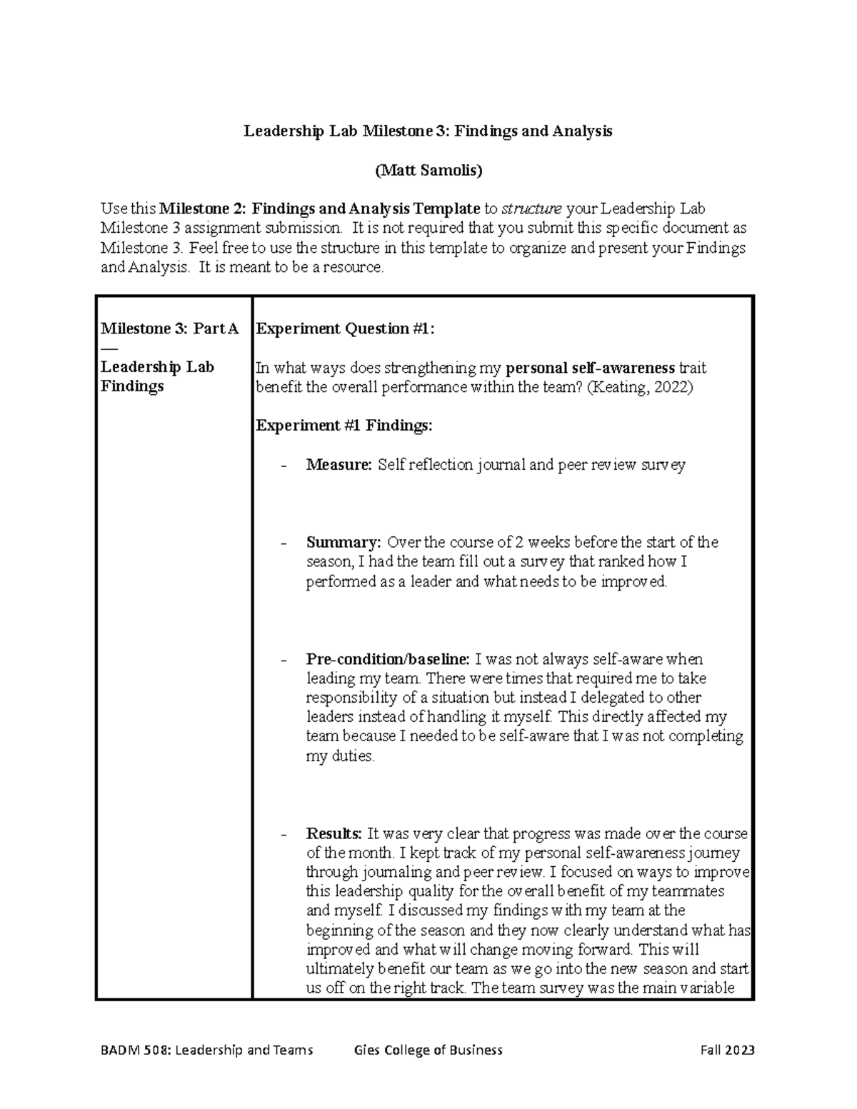 Leadership Lab Milestone 3 Template - Leadership Lab Milestone 3 ...