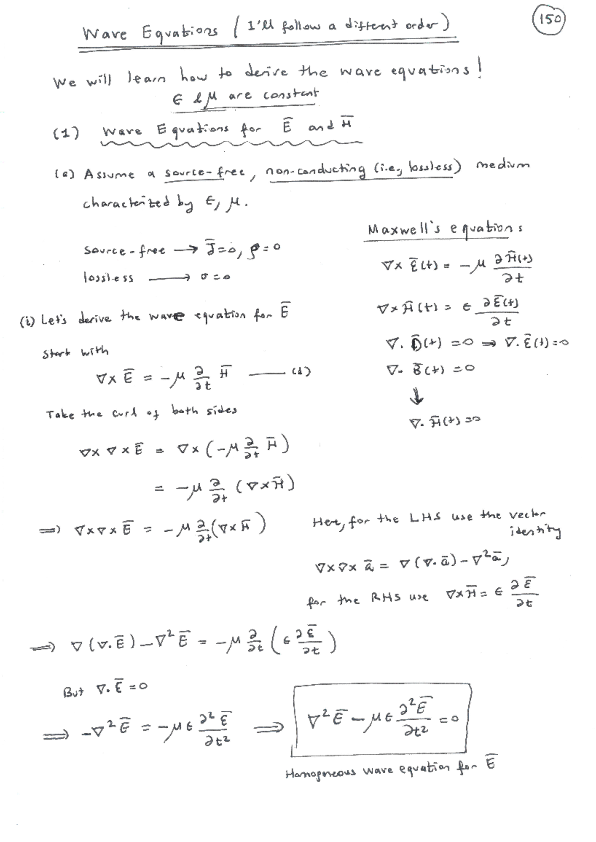 Lecture note set #15 - Wave Equations follow a different order) 150 We ...