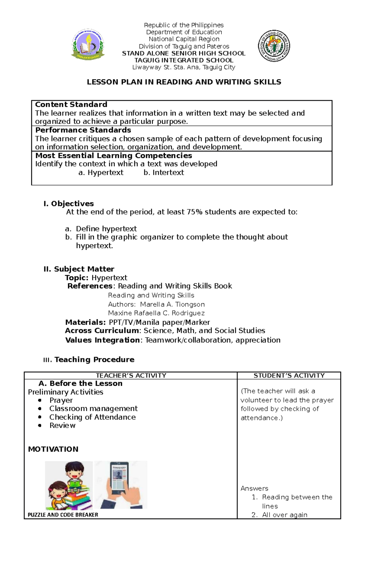 DLP May 2 2023 - DLP - ####### Republic of the Philippines ...