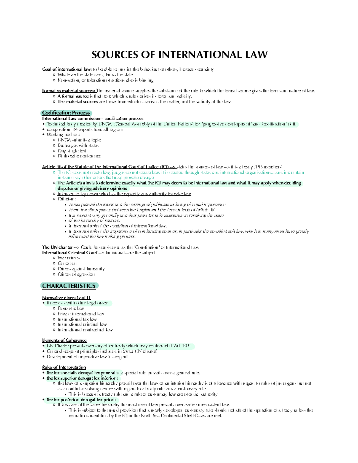 Sources of International Law - SOURCES OF INTERNATIONAL LAW Goal of ...