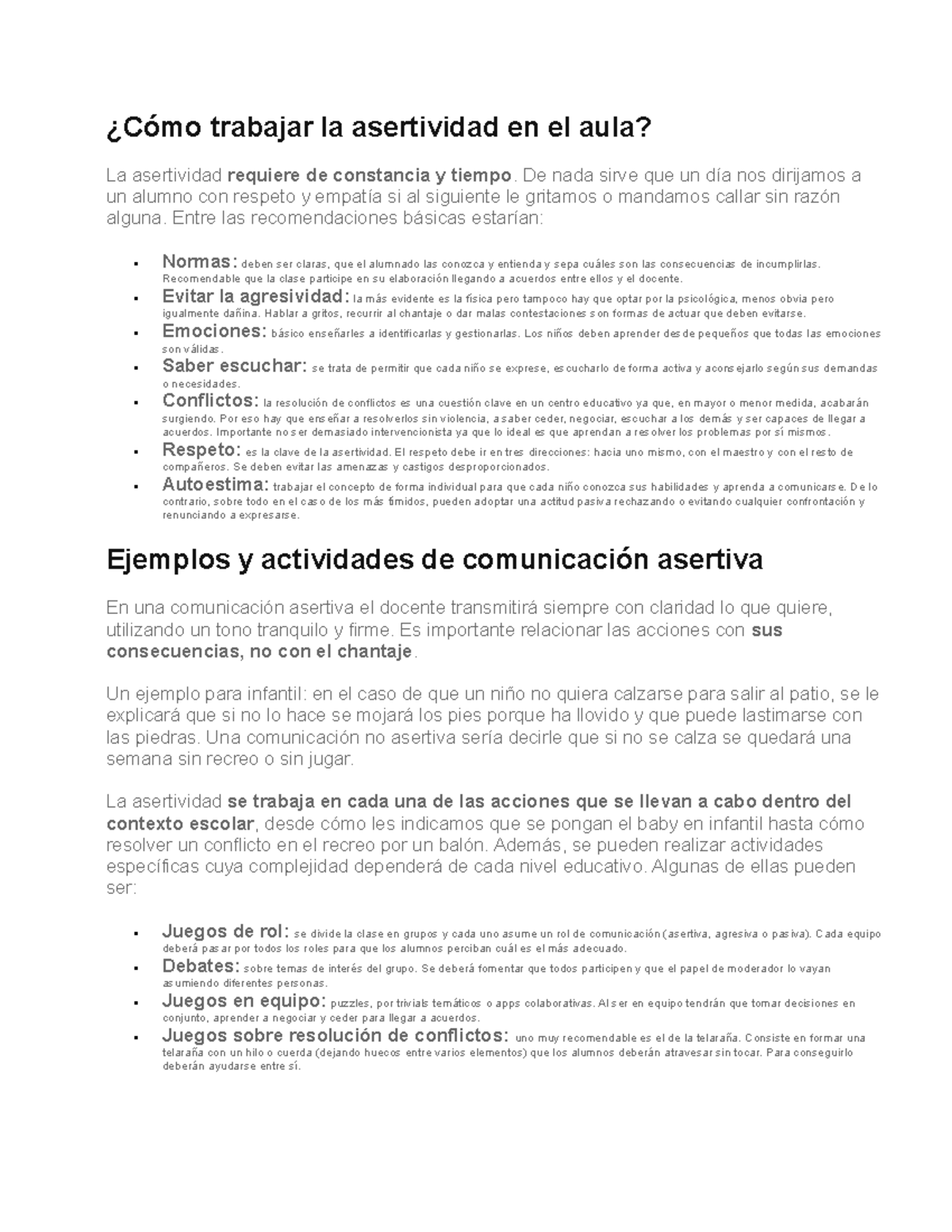 Cómo trabajar la asertividad en el aula - ¿Cómo trabajar la asertividad ...