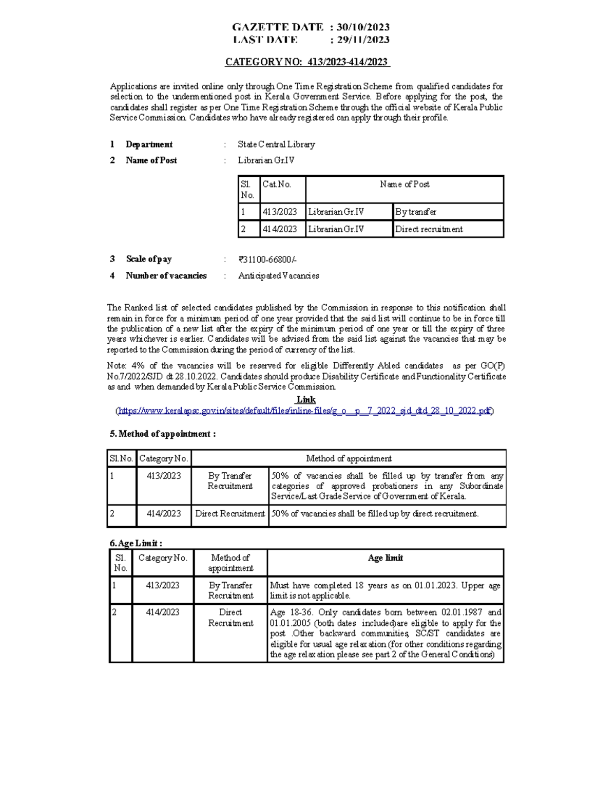 Noti 413 414 23 - Dog - CATEGORY NO: 413/2023-414/ Applications are ...