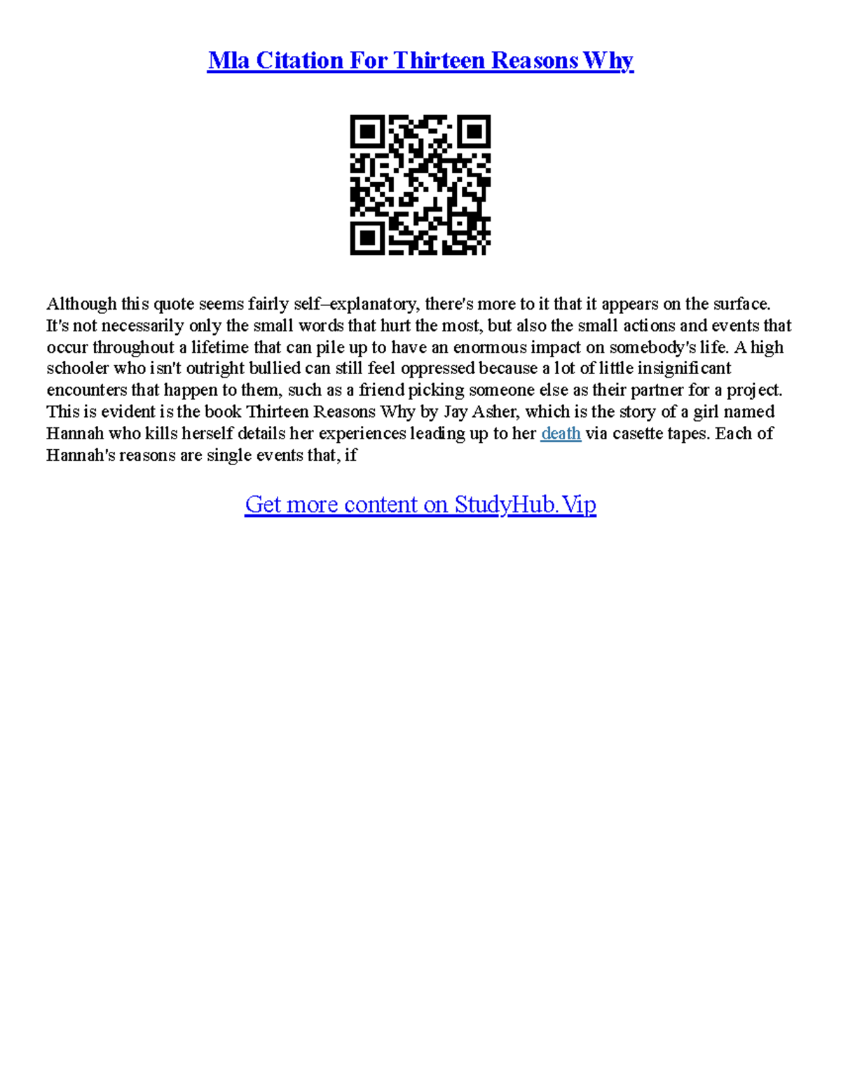 Mla Citation For Essays - Mla Citation For Thirteen Reasons Why ...