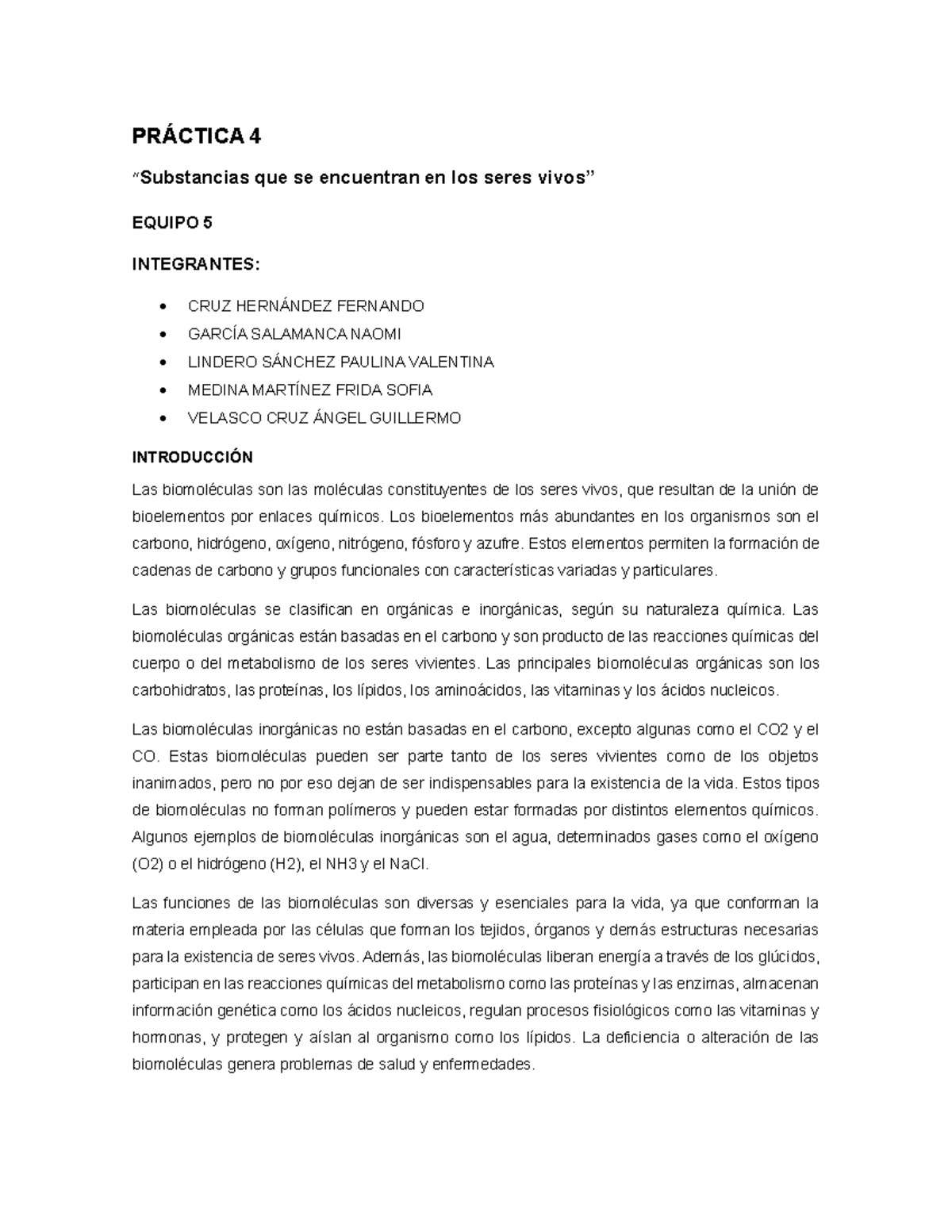 Practica 4_Sustancias que se encuentran en los seres vivos - PRÁCTICA 4 “Substancias que se ...