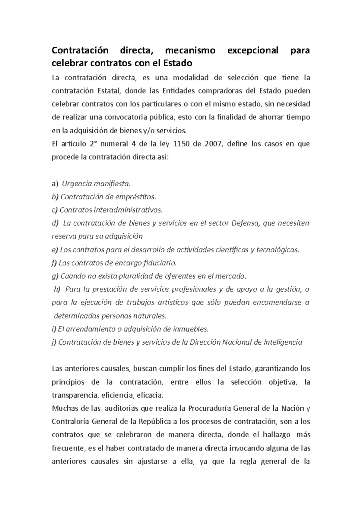 Contratación directa - Contratación directa, mecanismo excepcional para ...