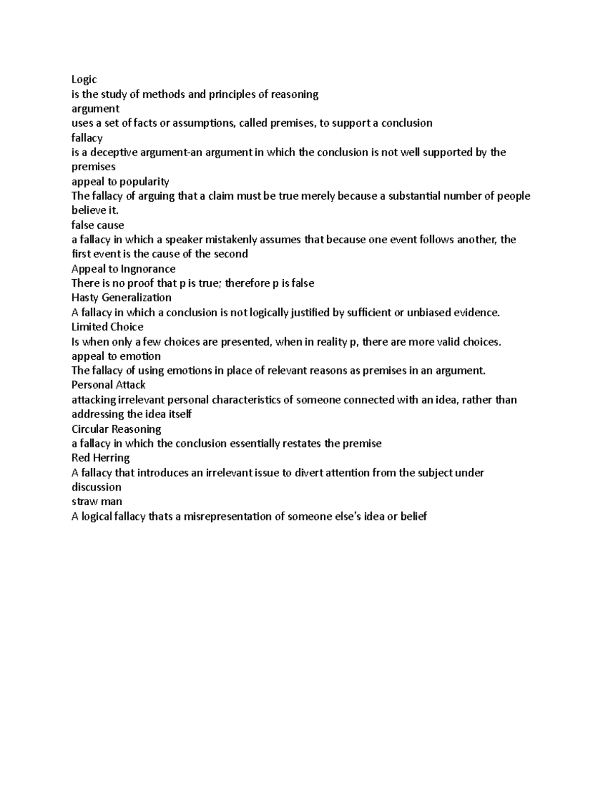 1A Terms - Logic is the study of methods and principles of reasoning ...